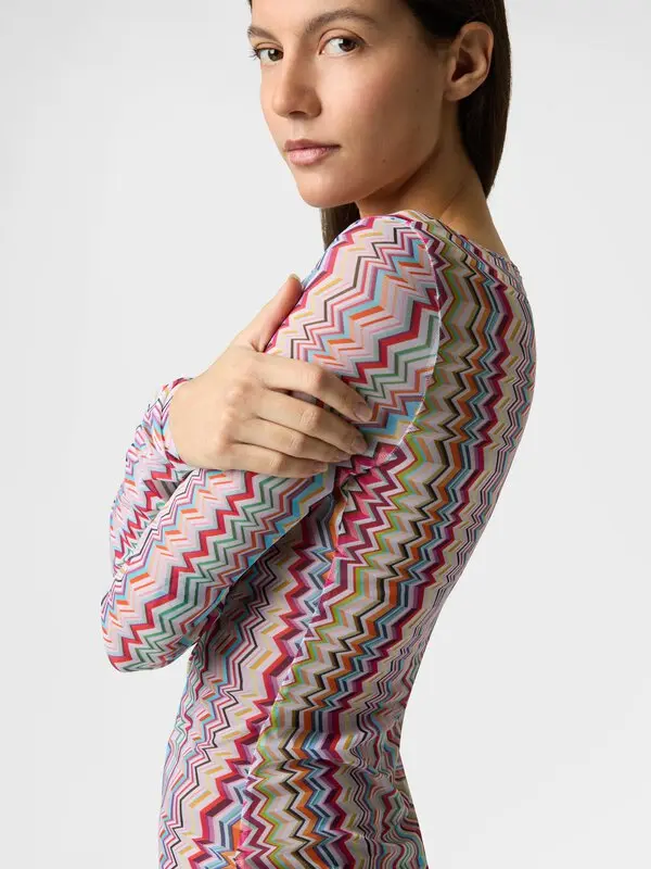 Missoni Midi Dress In Zig Zag Printed Tulle