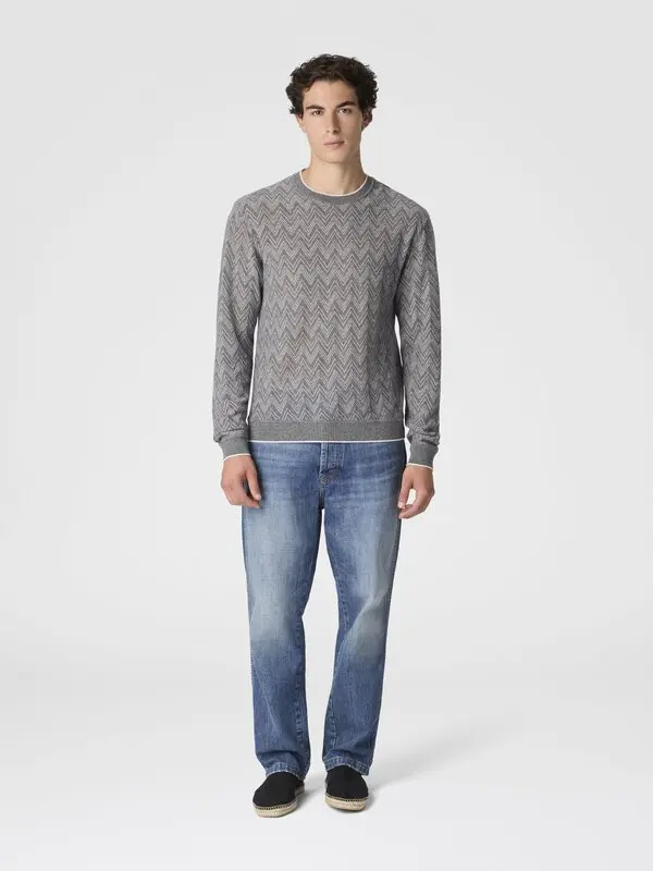 Missoni Crew-neck Cashmere Pullover With Zigzag Pattern