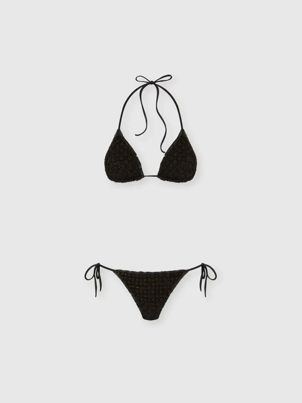 Missoni Triangle Bikini In Lamé Viscose With Raschel Workmanship - Black
