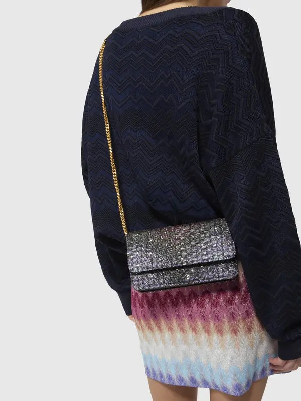 Missoni Leather And Canvas Wallet On Chain