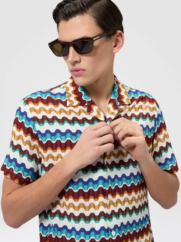 Missoni Viscose Bowling Shirt With Greek Key Print - Multicoloured