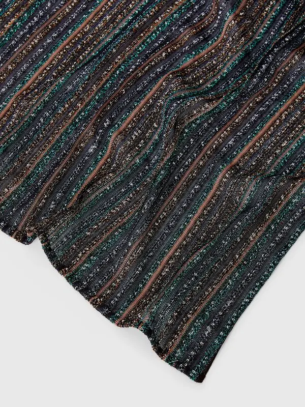 Missoni Ribbed Lamé Viscose Stole With Sequins - Brown