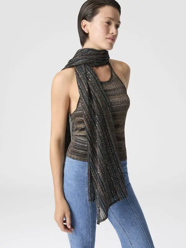 Missoni Ribbed Lamé Viscose Stole With Sequins - Brown
