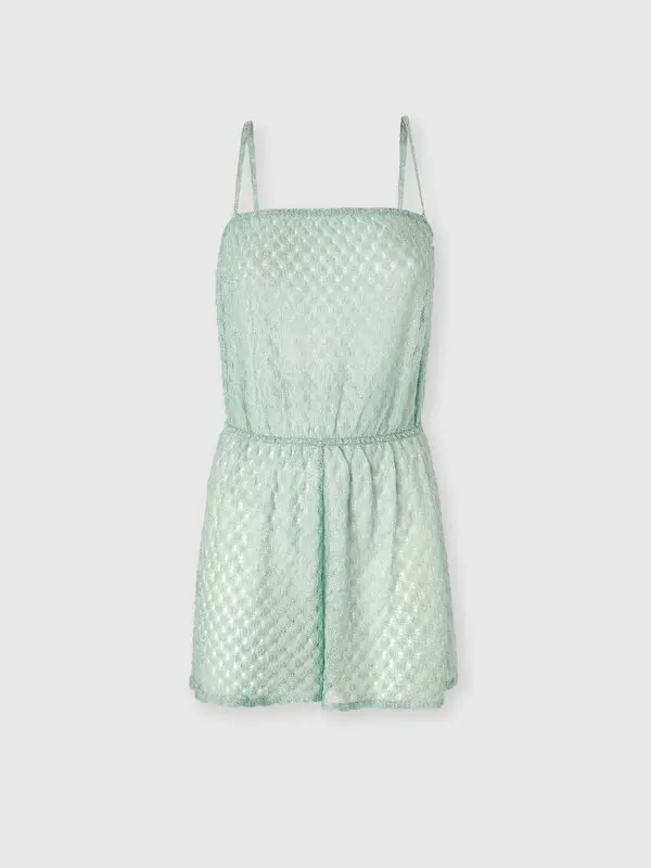 Missoni Short Jumpsuit In Lamé Viscose With Spiderweb Motif - Light Blue