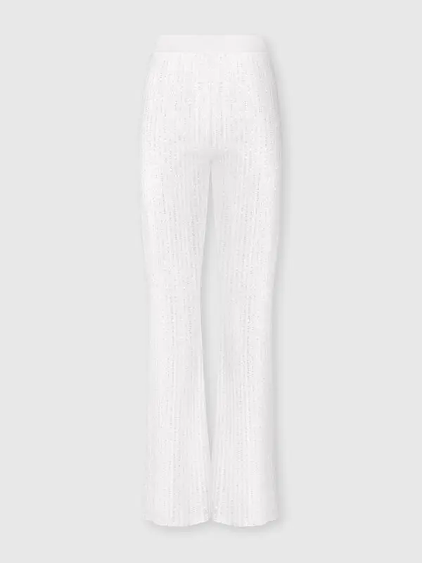 Missoni Ribbed Viscose Lamé Straight Trousers With Sequins
