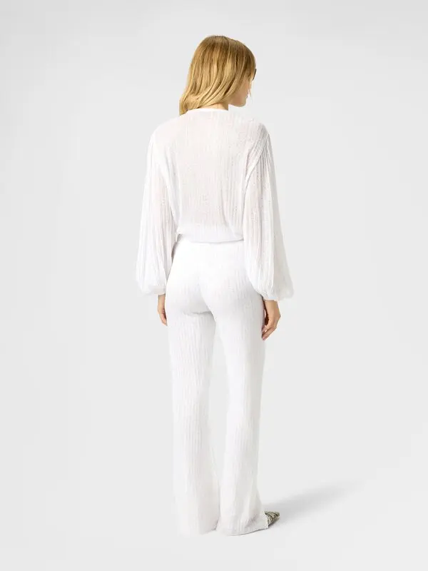 Missoni Ribbed Viscose Lamé Straight Trousers With Sequins