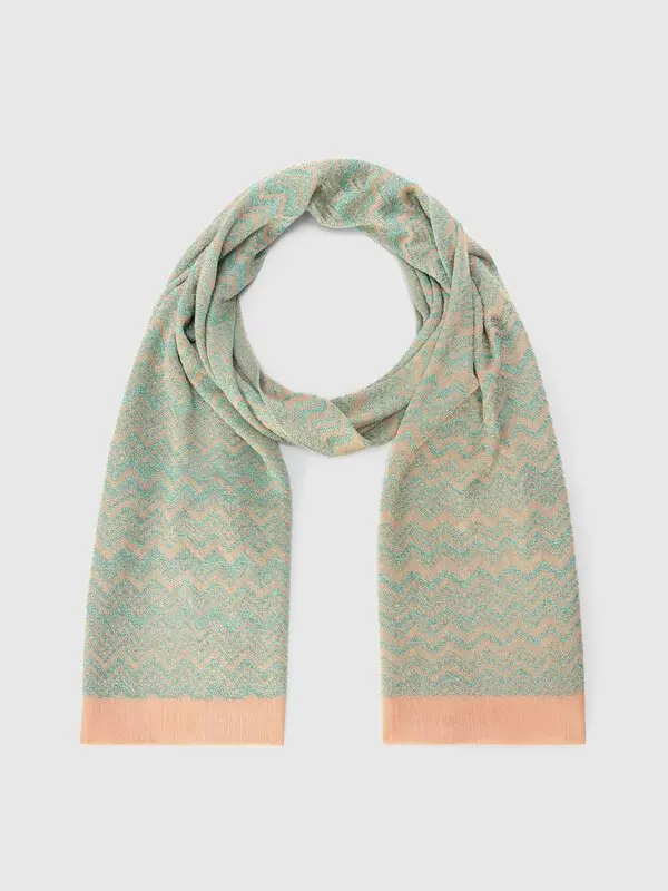 Missoni Zigzag Viscose-blend Scarf With Ribbed Edge