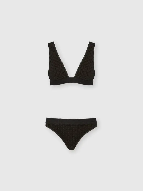 Missoni Bralette Bikini In Lamé Viscose With Raschel Workmanship - Black