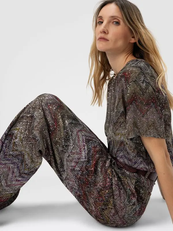 Missoni Wide Leg Pants With Zigzag Pattern