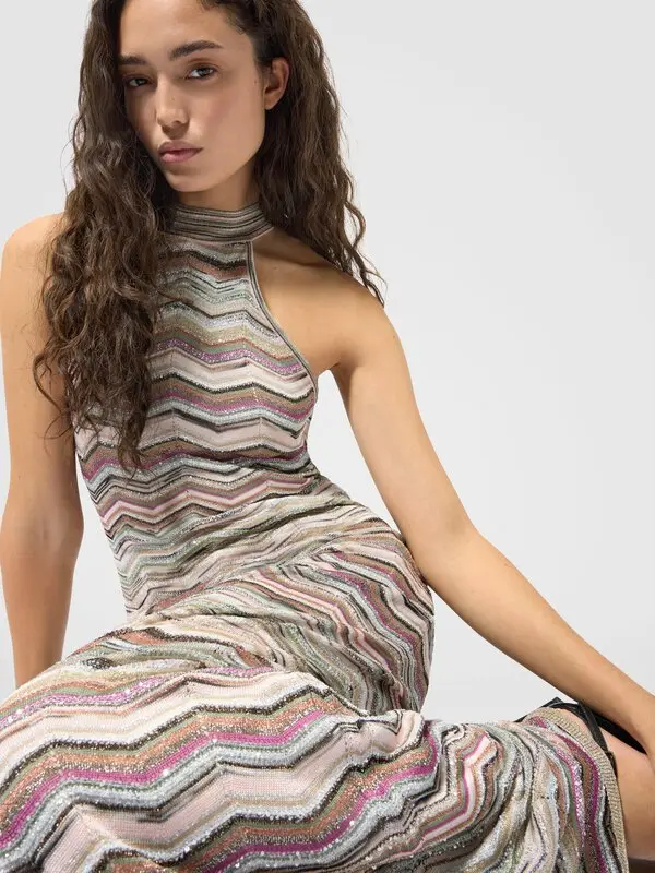 Missoni Long Dress With Halterneck And Sequins
