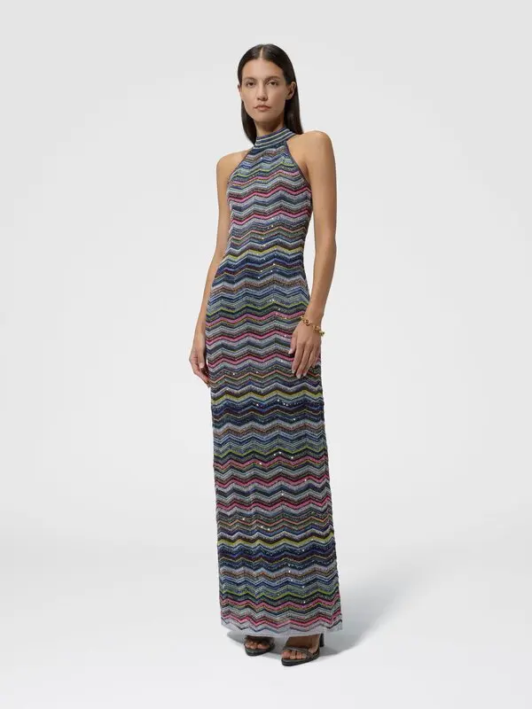 Missoni Long Dress With Halterneck And Sequins