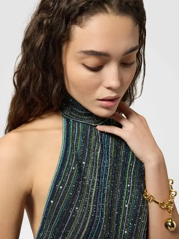 Missoni Sequin Halterneck Mini Dress - Green