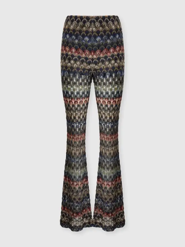 Missoni Flare Viscose Lamé Trousers With Lace Motif - Multicoloured
