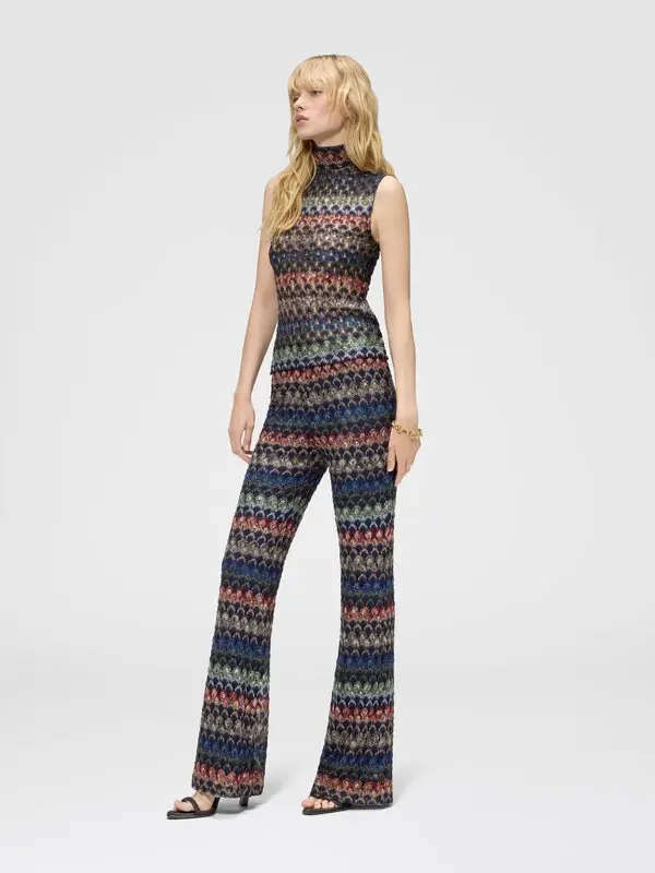 Missoni Flare Viscose Lamé Trousers With Lace Motif - Multicoloured