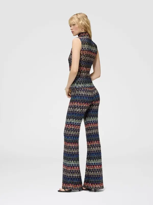 Missoni Flare Viscose Lamé Trousers With Lace Motif - Multicoloured