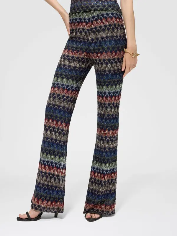Missoni Flare Viscose Lamé Trousers With Lace Motif - Multicoloured