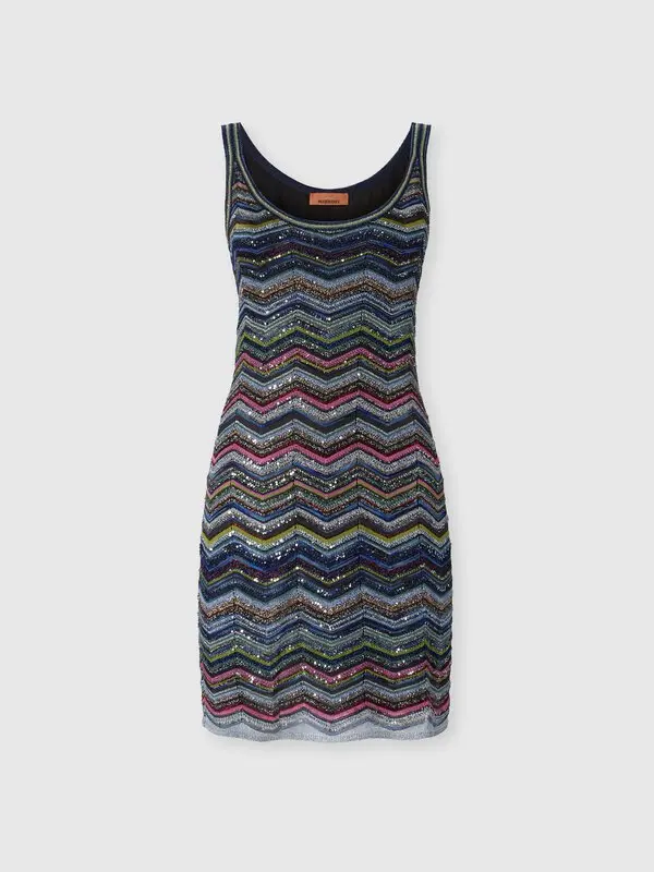 Missoni Chevron Knit Mini Dress With Sequins