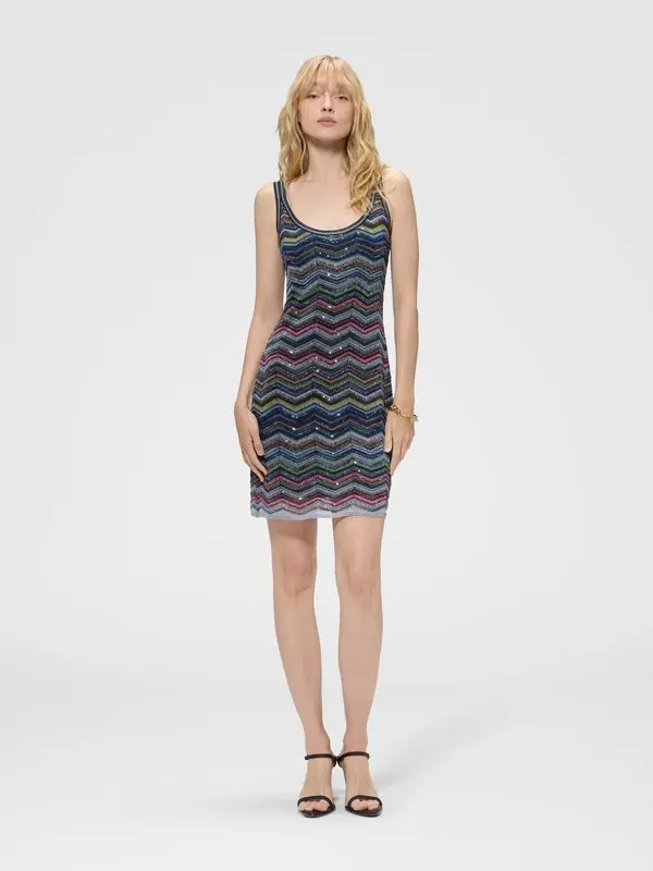 Missoni Chevron Knit Mini Dress With Sequins