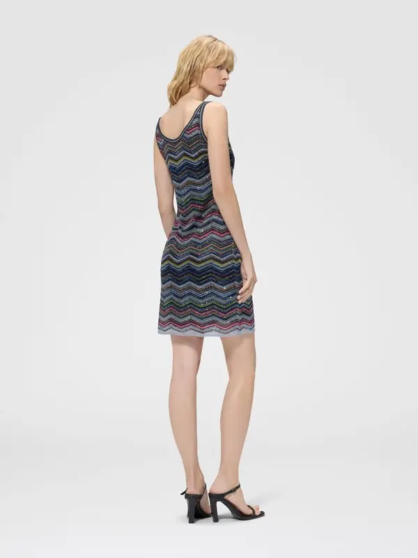 Missoni Chevron Knit Mini Dress With Sequins