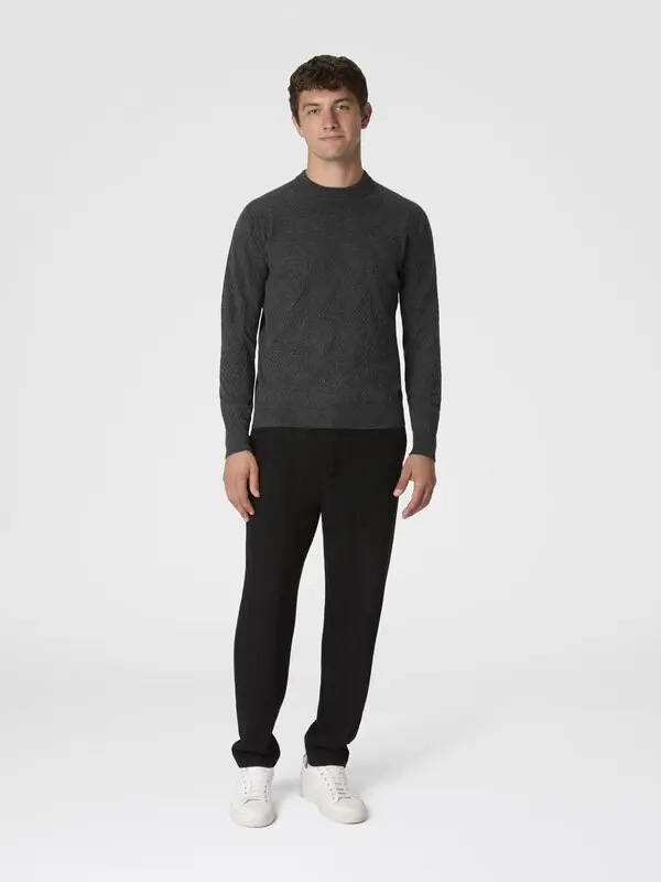Missoni Crew Neck Sweater In Pure Cashmere With Chevron Pattern