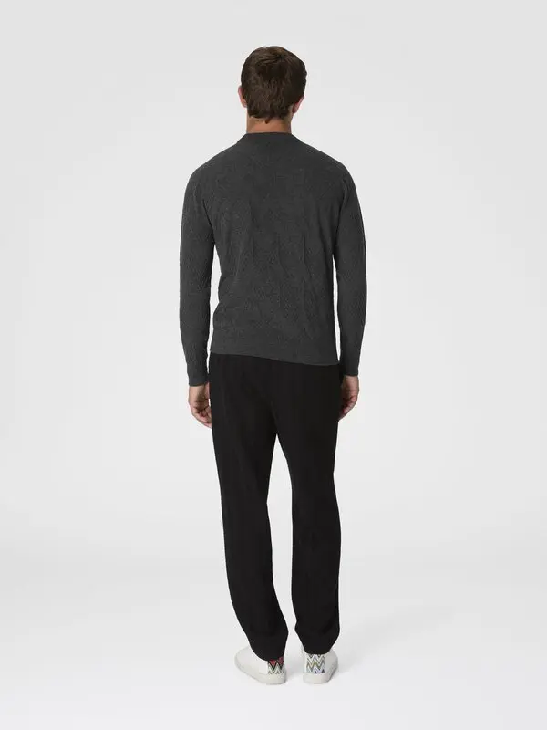 Missoni Crew Neck Sweater In Pure Cashmere With Chevron Pattern