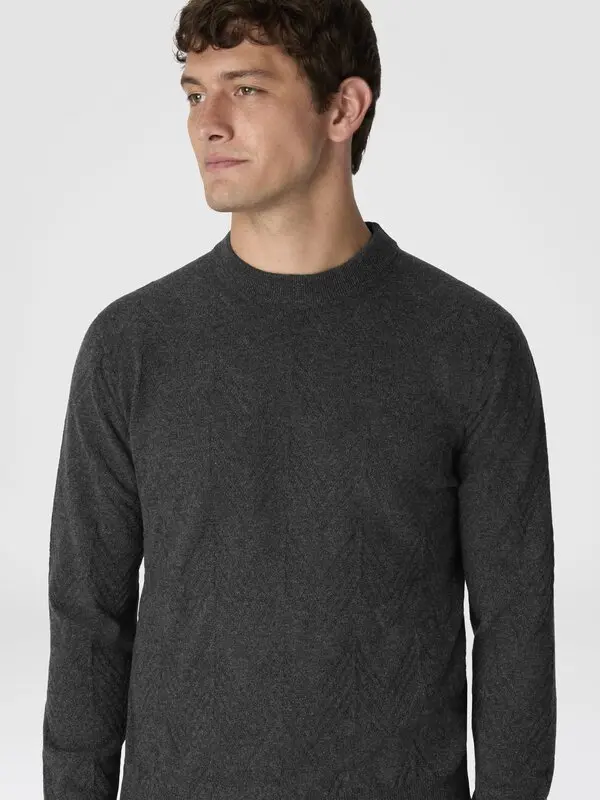 Missoni Crew Neck Sweater In Pure Cashmere With Chevron Pattern