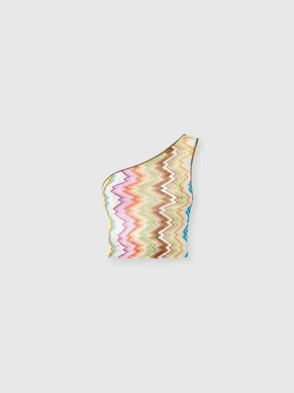 Missoni One-shoulder Asymmetrical Printed Zig Zag Motif Top