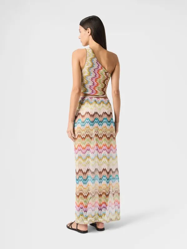 Missoni One-shoulder Asymmetrical Printed Zig Zag Motif Top