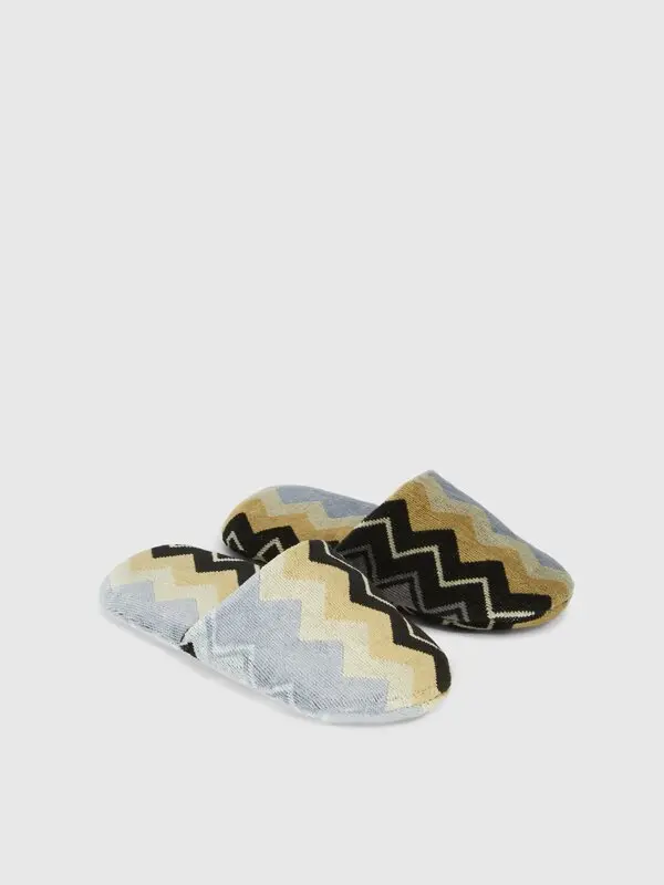 Missoni Giacomo Cotton Terry Chevron Slippers - Black