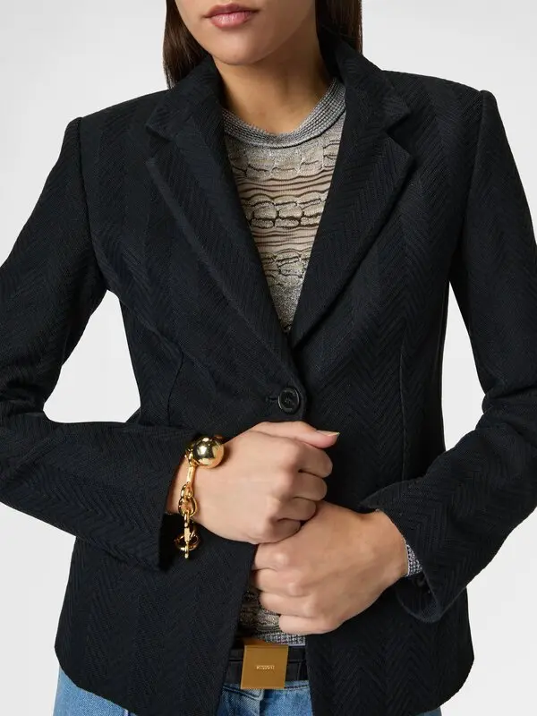 Missoni Single-breasted Tone-on-tone Zigzag Cotton And Viscose Blazer