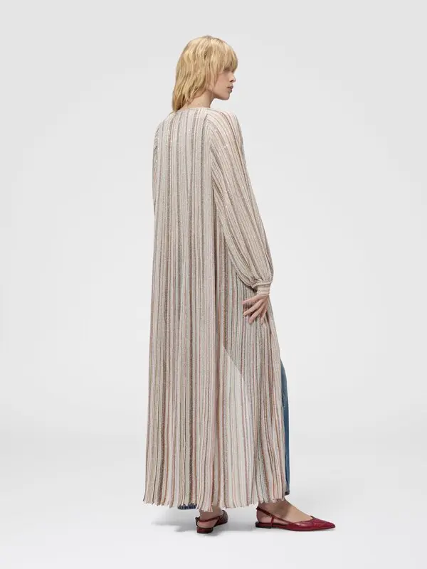 Missoni Long Ribbed Cardigan With Belt And Sequins