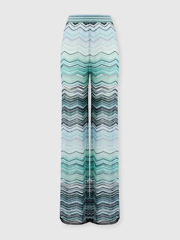 Missoni Wide Chevron Lamé Viscose Trousers With Sequins