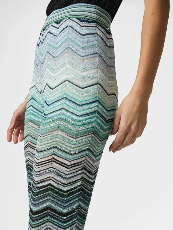 Missoni Wide Chevron Lamé Viscose Trousers With Sequins