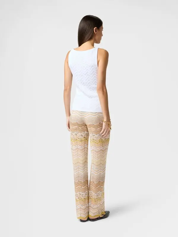 Missoni Wide Chevron Lamé Viscose Trousers With Sequins