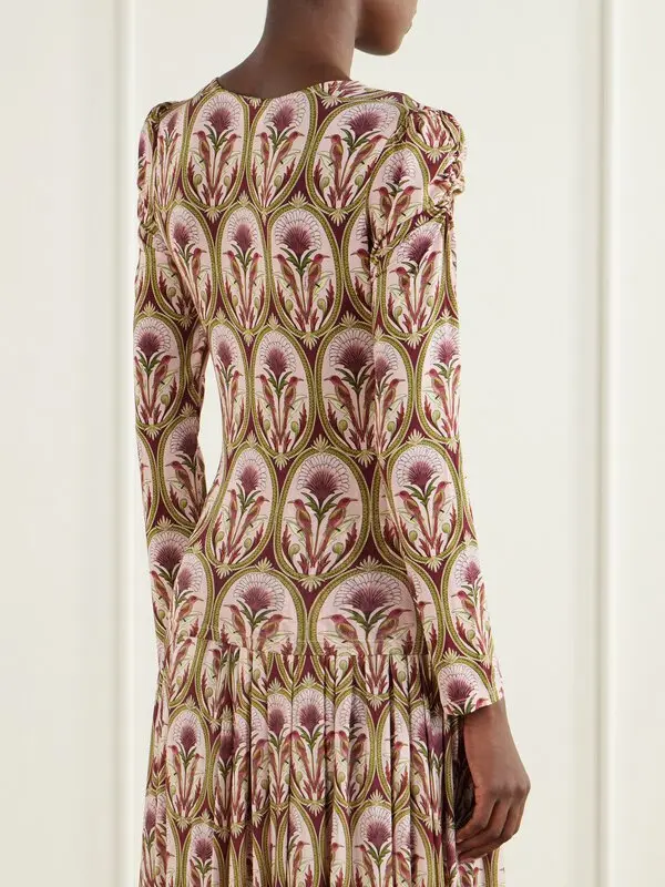 Farm Rio Garden Medal Printed Gathered Jersey Blouse
