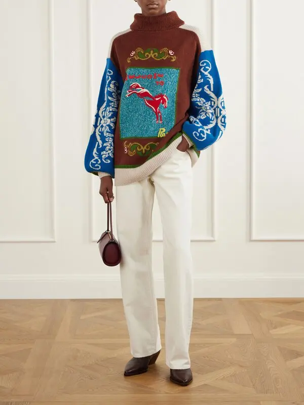 ALEMAIS Lasso Embroidered Merino Wool Sweater