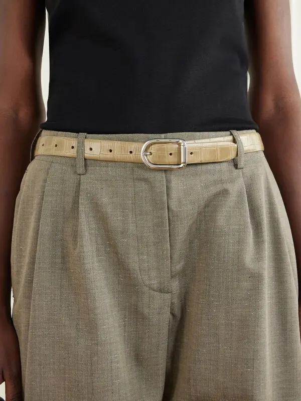 DEHANCHE Mija Embossed Leather Belt - Brown