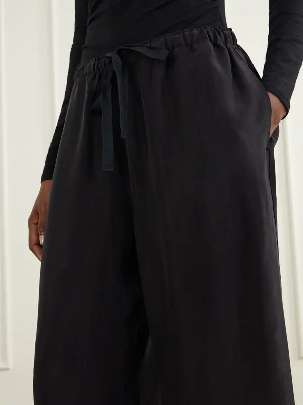 JAMES PERSE Silk-habotai Wide-leg Drawstring Pants