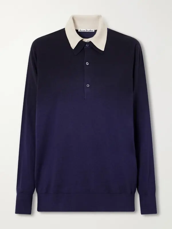 Acne Studios Layered Silk, Wool And Cashmere-blend Polo Sweater