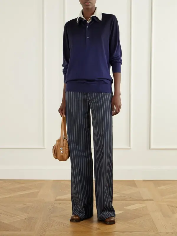 Acne Studios Layered Silk, Wool And Cashmere-blend Polo Sweater