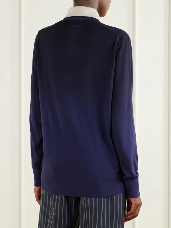 Acne Studios Layered Silk, Wool And Cashmere-blend Polo Sweater