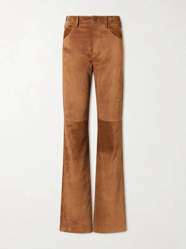 NILI LOTAN Joan Suede Straight-leg Pants