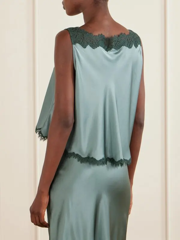 DÔEN Valerina Lace-trimmed Silk Tank
