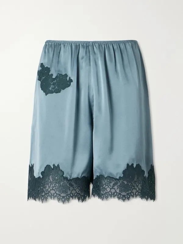 DÔEN Irsa Lace-trimmed Silk Shorts
