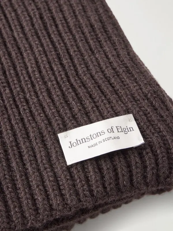 Johnstons Of Elgin Lovat Cashmere Ribbed Scarf