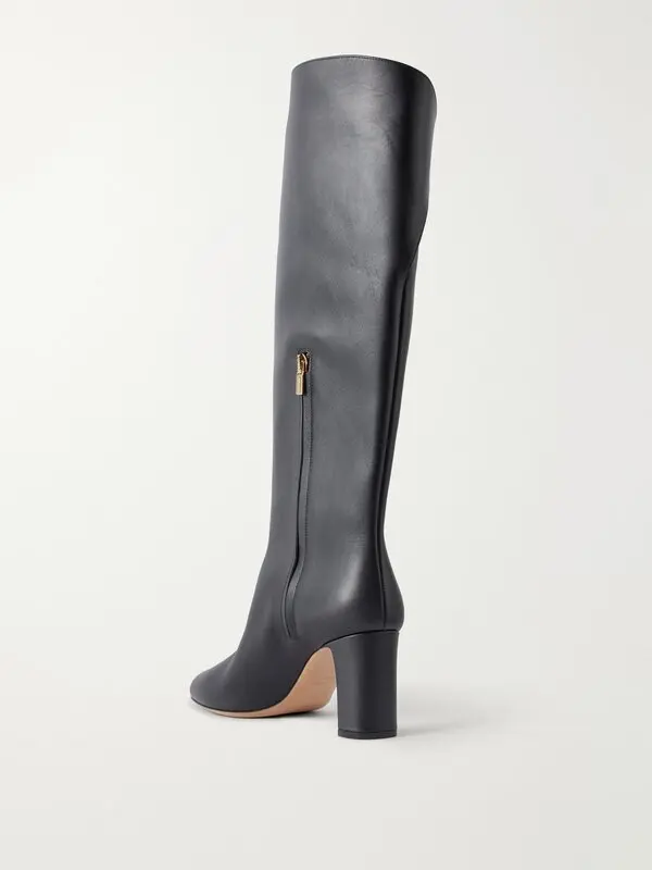 FERRAGAMO Elli 70 Embellished Leather Knee Boots