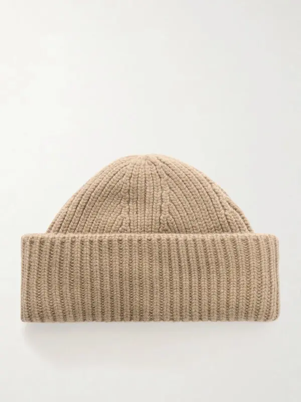 YVES SALOMON Ribbed Wool And Cashmere-blend Beanie - Neutrals
