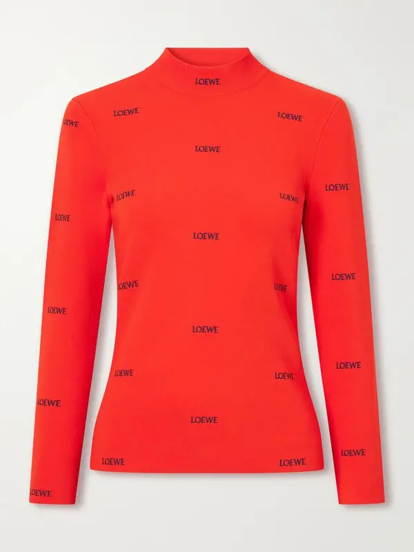 Loewe Logo-embroidered Ribbed-knit Turtleneck Sweater