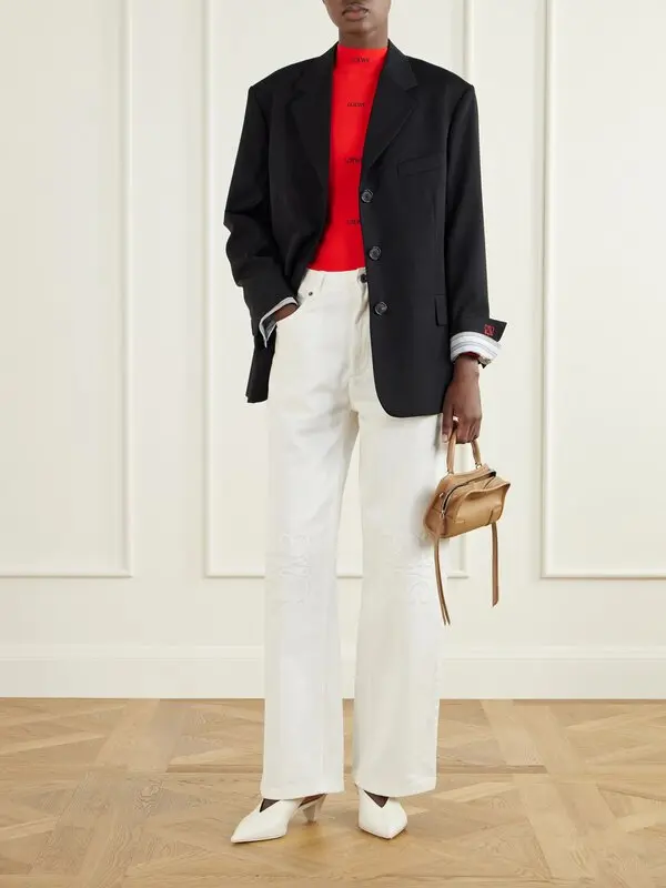 Loewe Logo-embroidered Ribbed-knit Turtleneck Sweater
