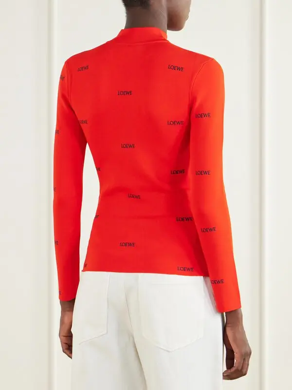 Loewe Logo-embroidered Ribbed-knit Turtleneck Sweater
